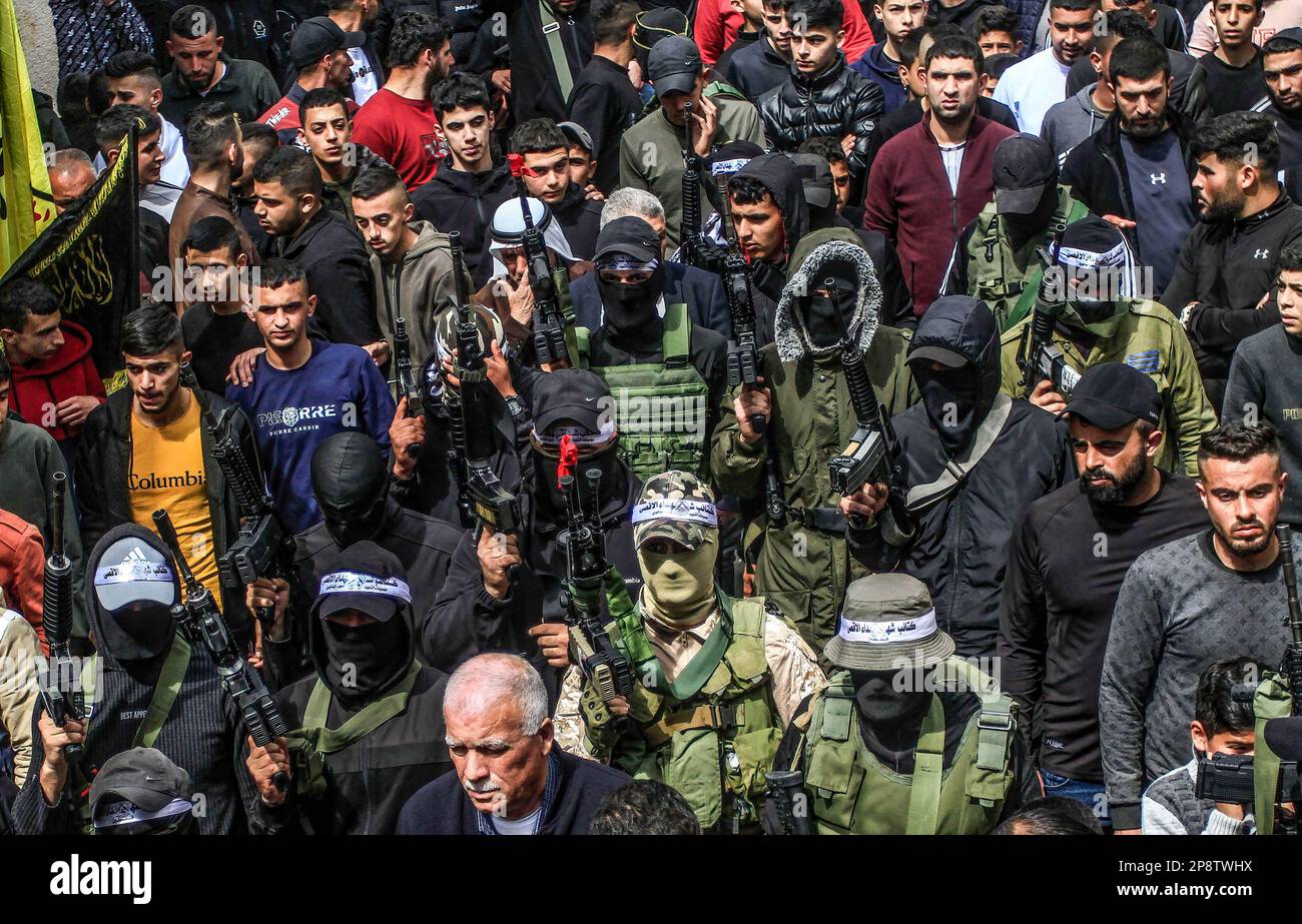 Jenin, Palestine, 09/03/2023, Masked Palestinian gunmen seen shooting ...