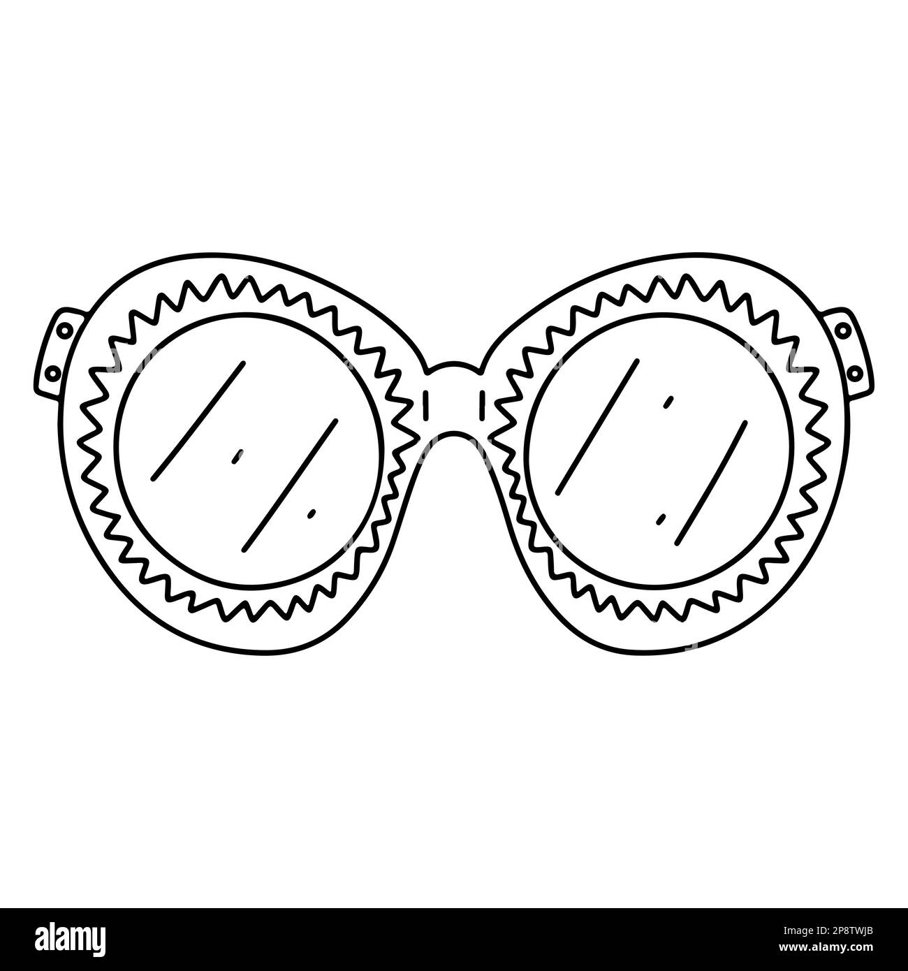 Sun Glasses In Hand Draw Doodle Style Isolated On A White Background Vector Stock Illustration