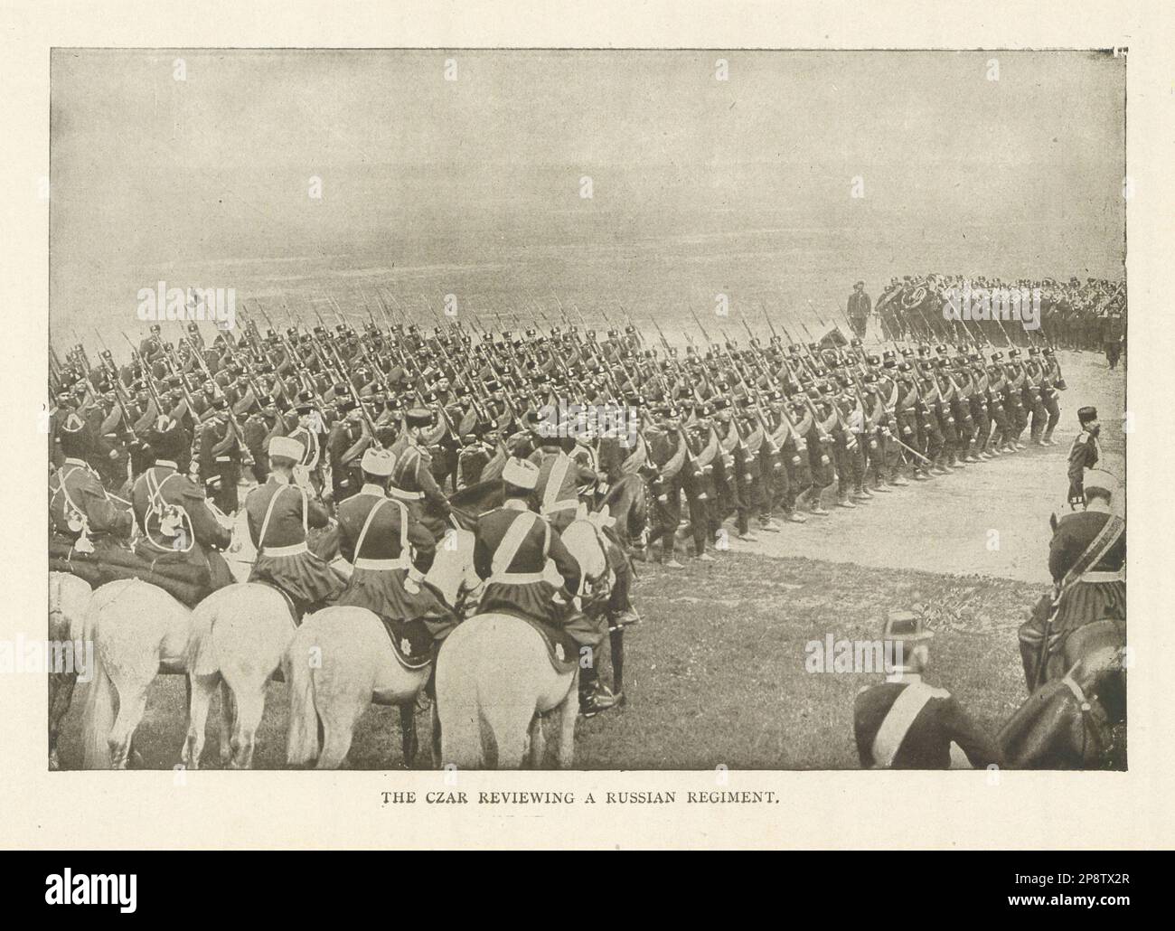 The Czar Reviewing A Russian Regiment 1907 old antique vintage print ...