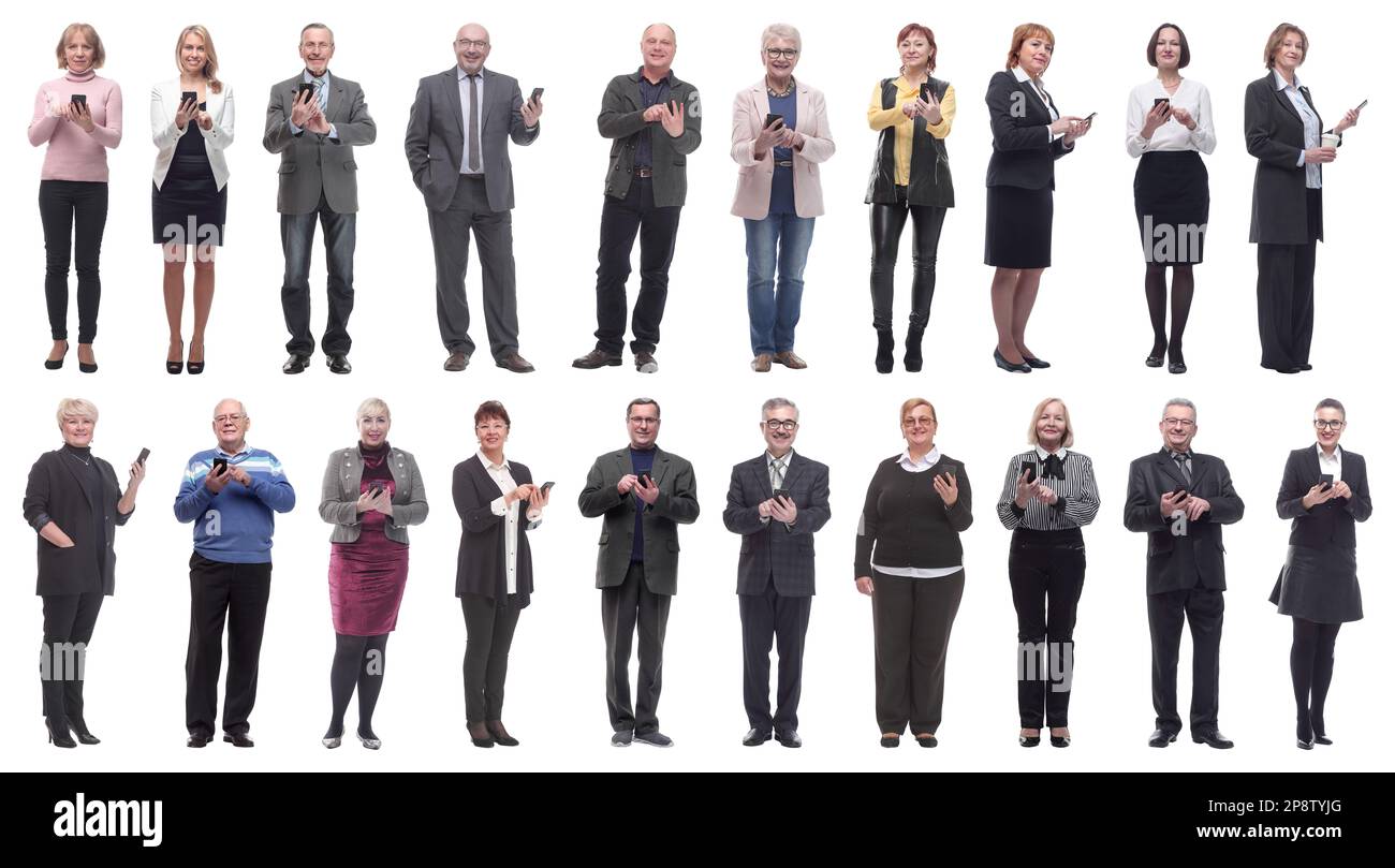 group of people holding phone in hand and looking at camera Stock Photo ...
