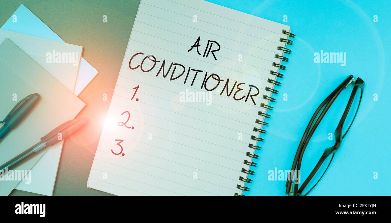 Hand writing sign Air Conditioner. Business concept apparatus for ...