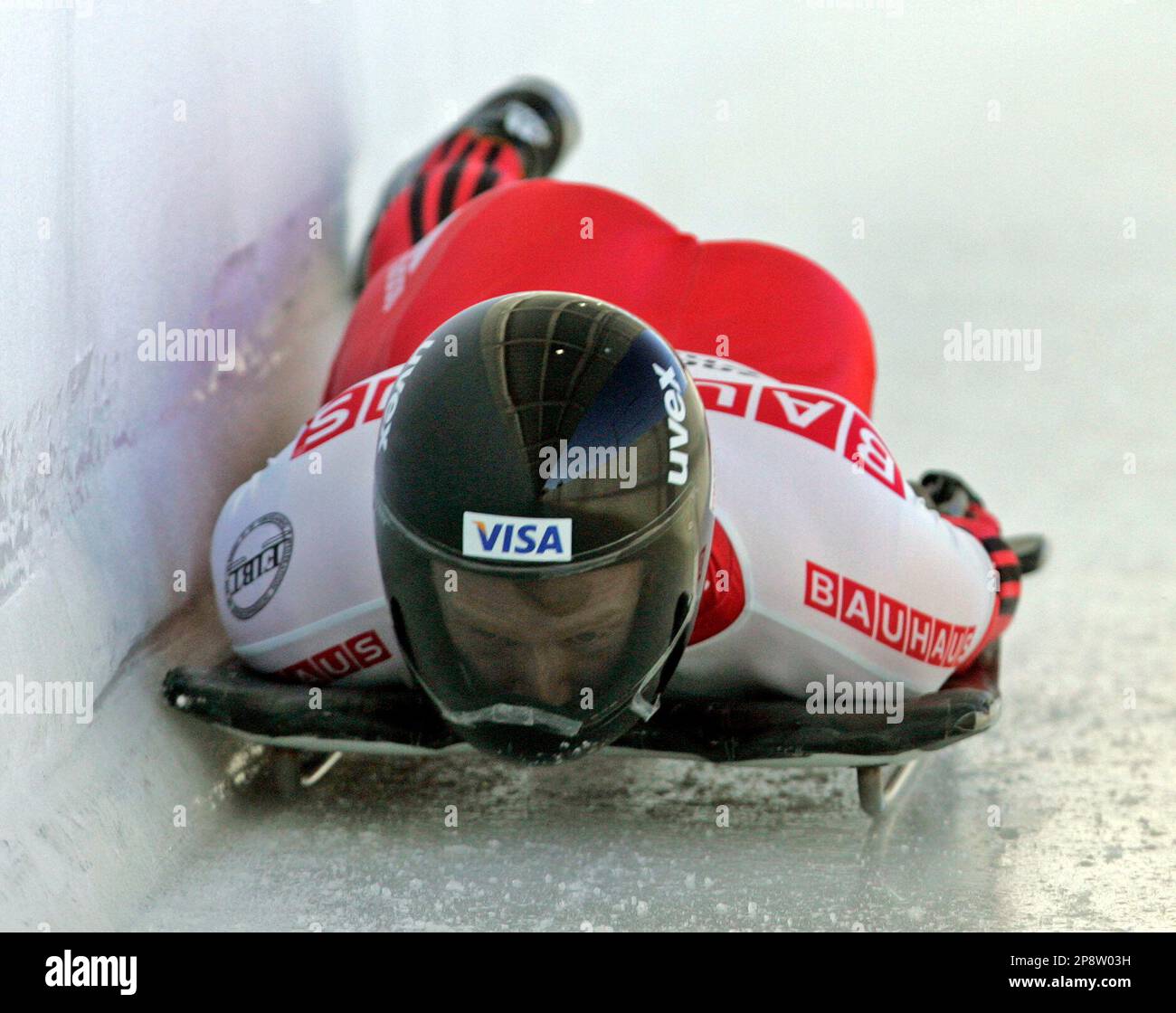 Canada's Jon Montgomery hits the wall on his third run during men's ...