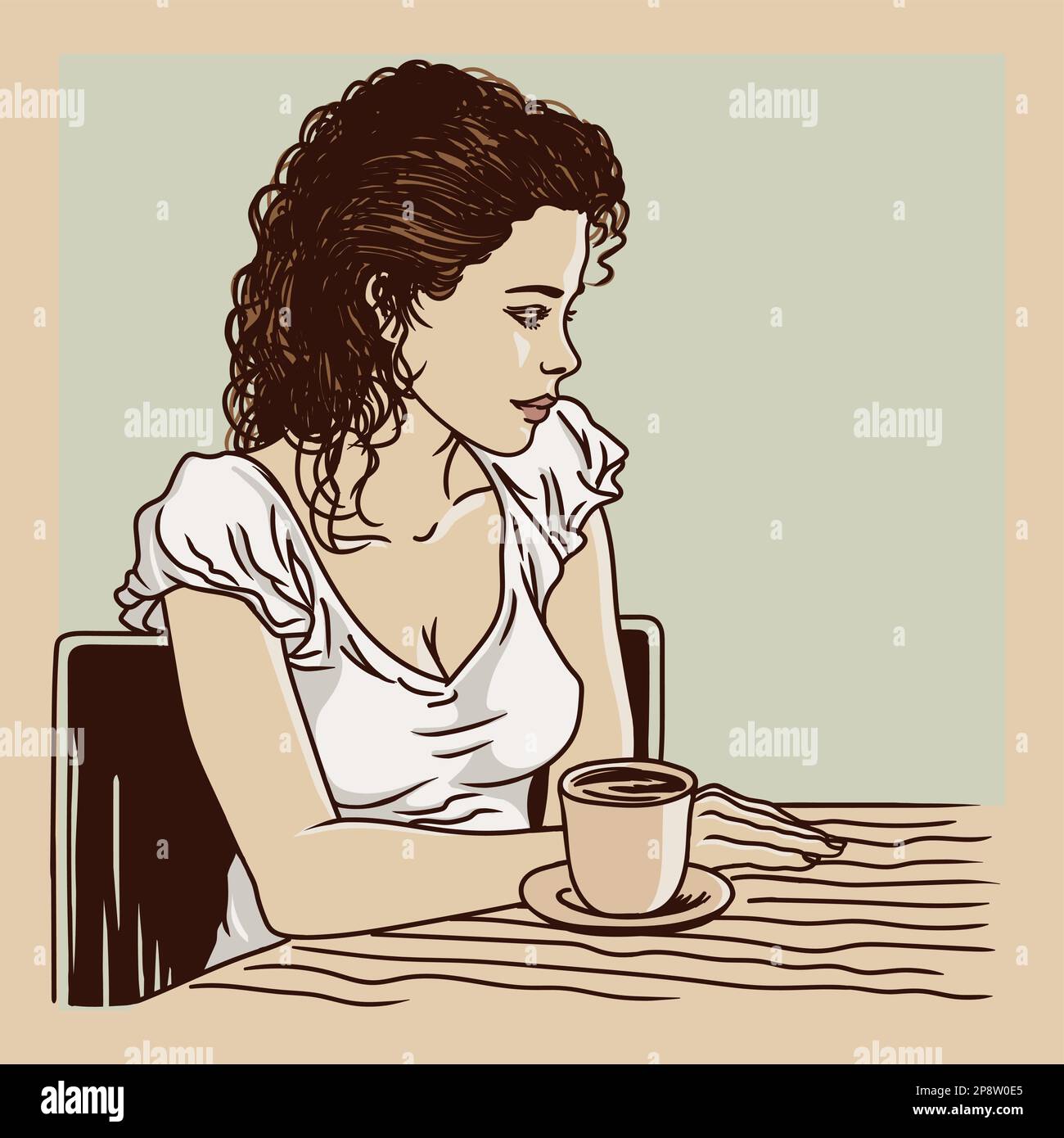 Girl in a cafe Stock Vector Image & Art - Alamy