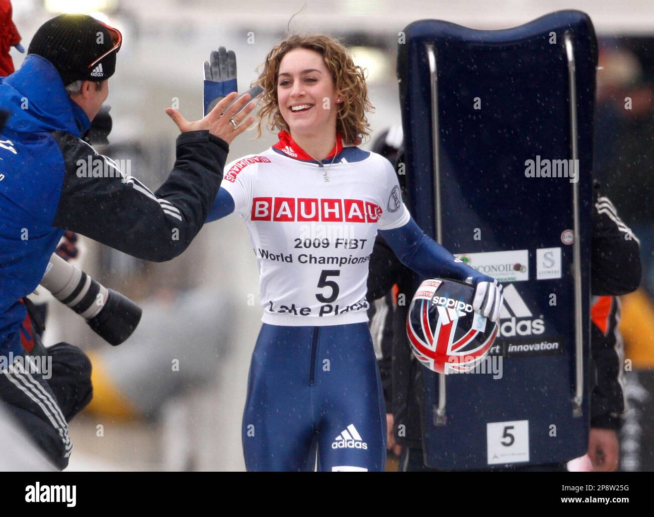Britain's Amy Williams celebrates after finishing in second place in ...