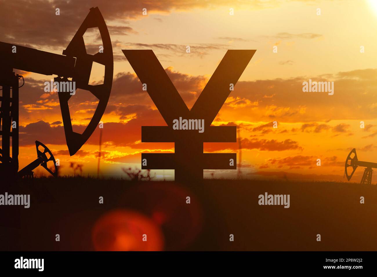 Sing ruble and oil sign against backdrop of beautiful sunset. Purchase ...