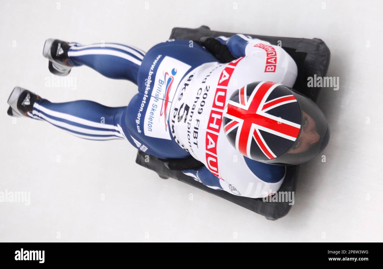 Britain's Amy Williams in the second run in the women's Skeleton World ...