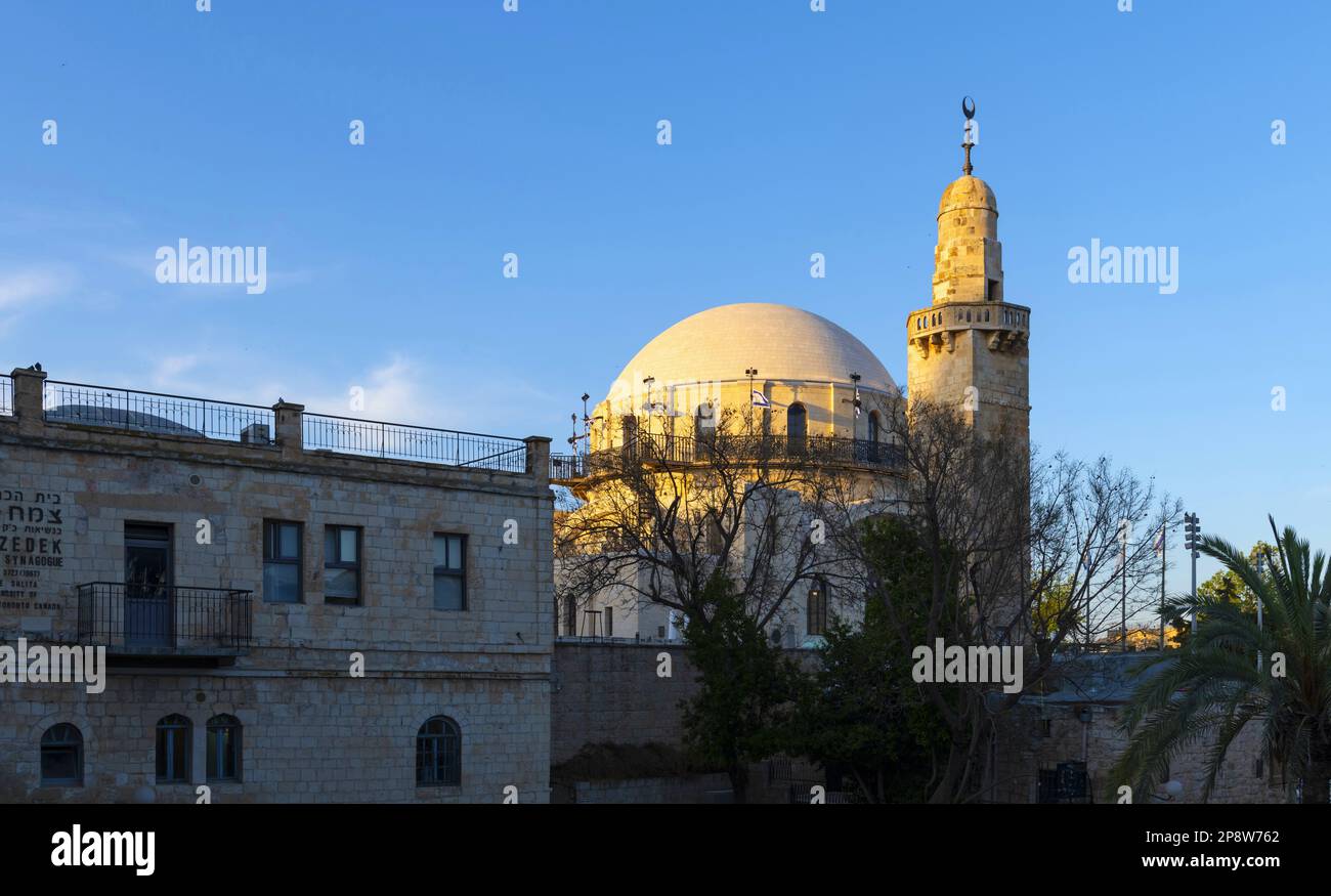 Hurva Synagogue and Minaret in Jerusalem Stock Photo - Alamy