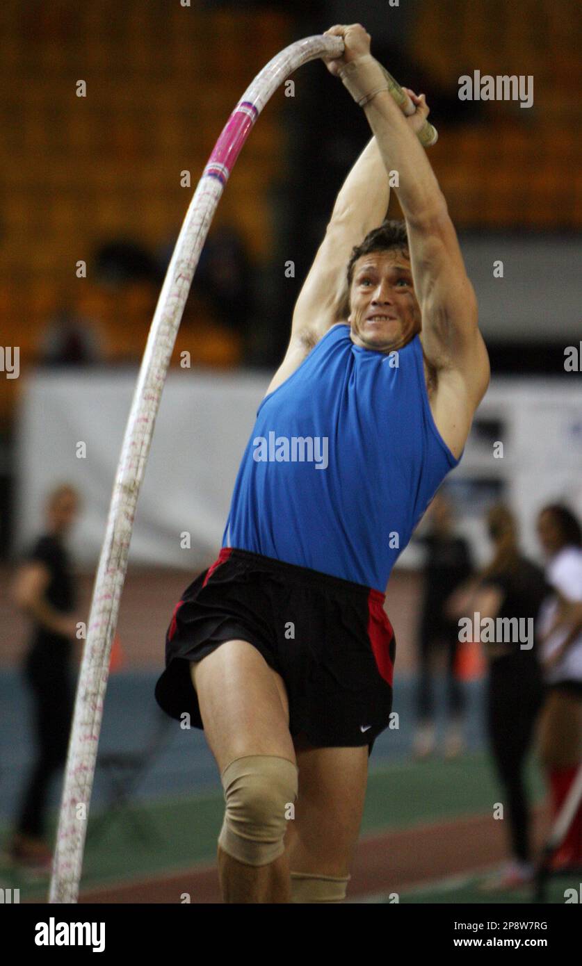 Alex Averbukh from Israel competes in pole vault men final during ...
