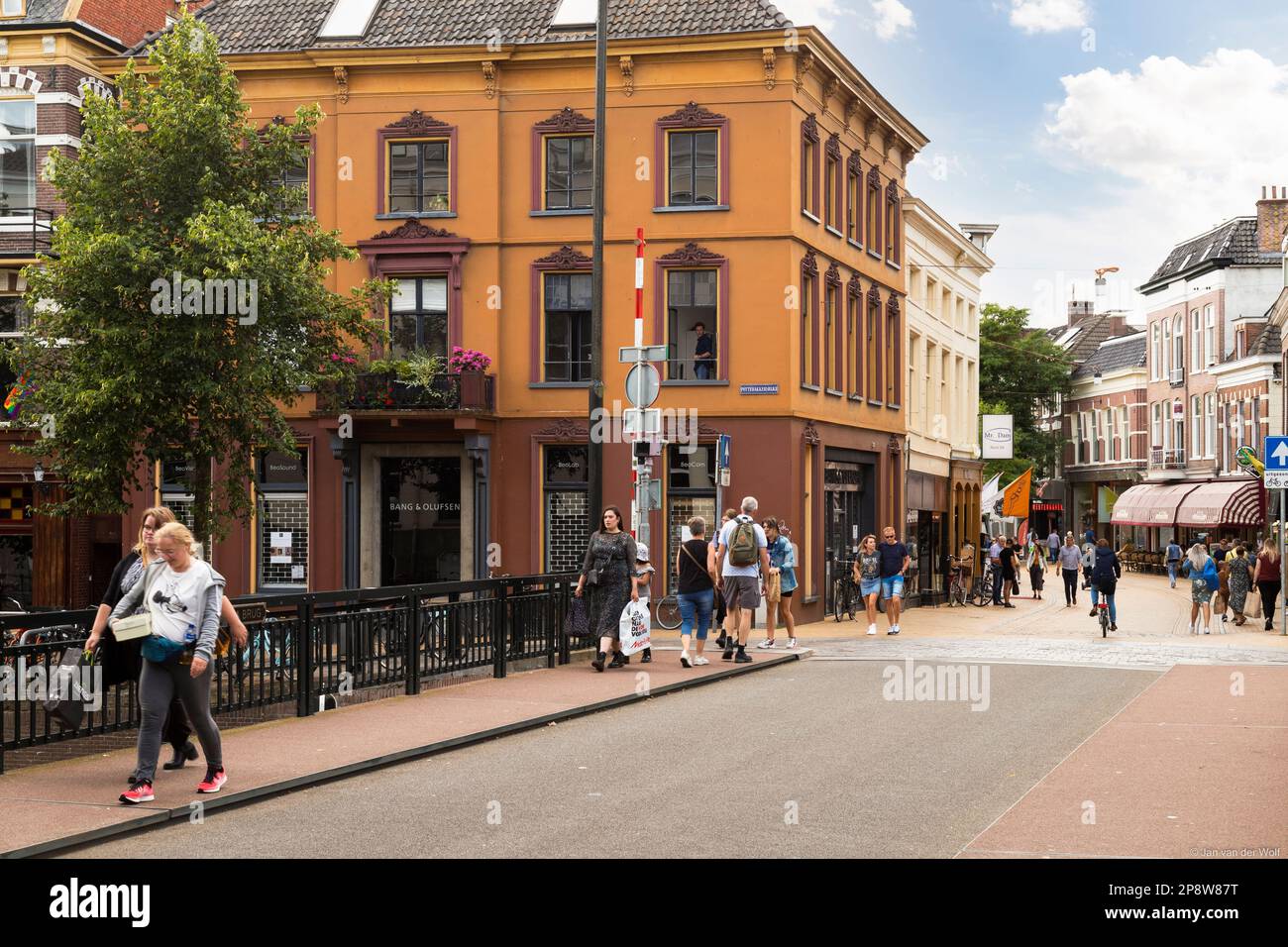 Lively street scene in the center of the city of Groningen in the north ...