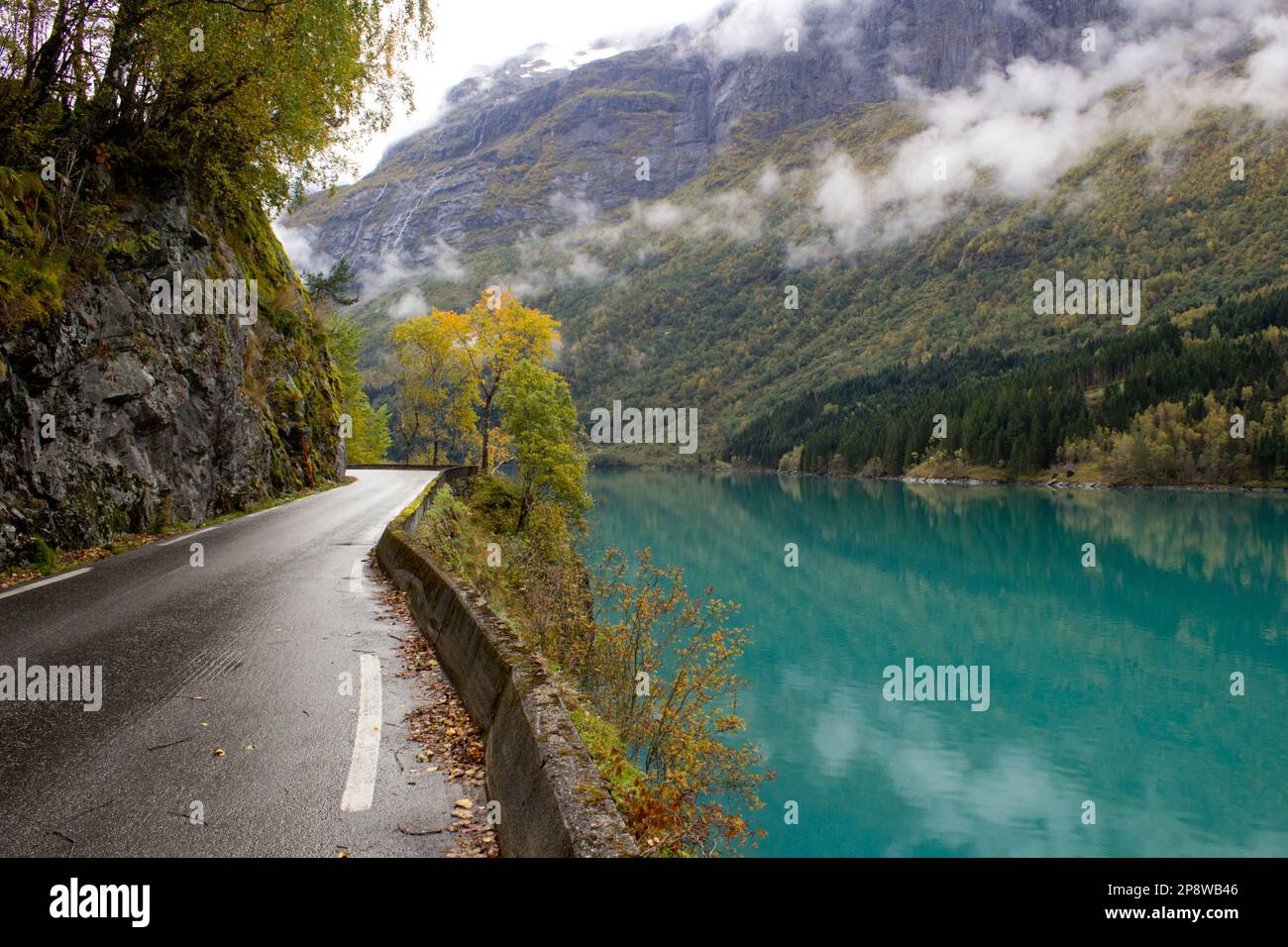 Beautiful norwegian landscape in autumn near Loen and Stryn in Norway ...