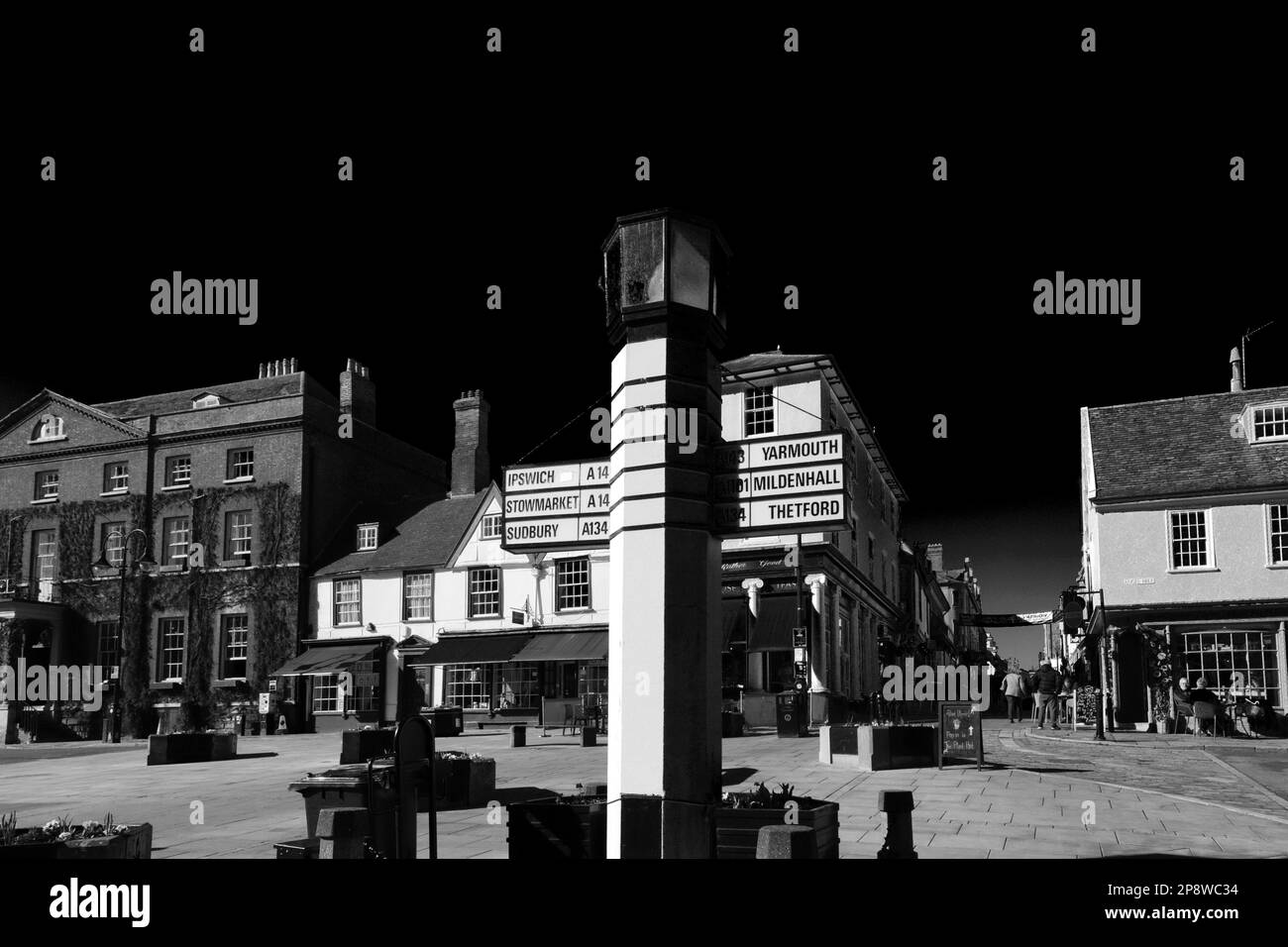 The Pillar of Salt illuminated road sign on Angel Hill, Bury St Edmunds ...
