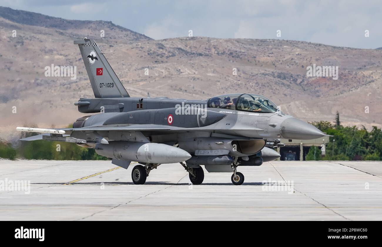 KONYA, TURKIYE - JUNE 30, 2022: Turkish Air Force Lockheed Martin F-16D ...