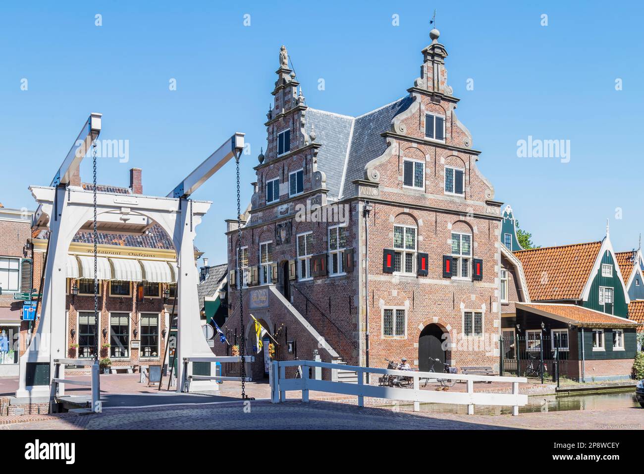 Town hall in the picturesque Dutch village of De Rijp in the Beemster ...