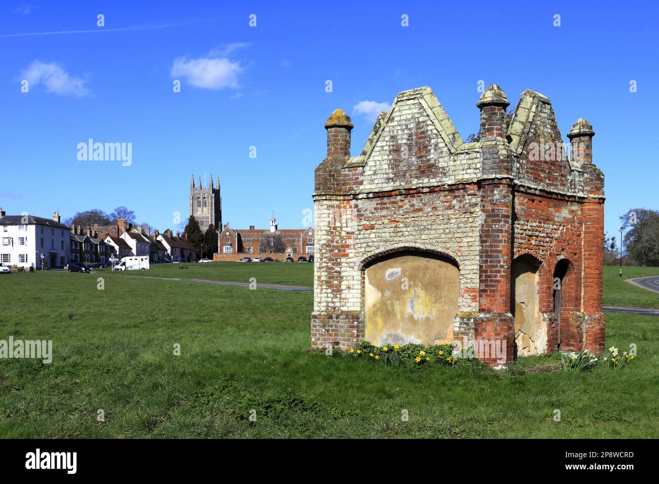 Spring view over the Conduit building, Long Melford village, Suffolk ...
