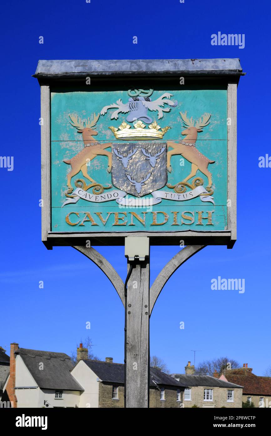 Cavendish village sign, Suffolk, England, UK Stock Photo - Alamy