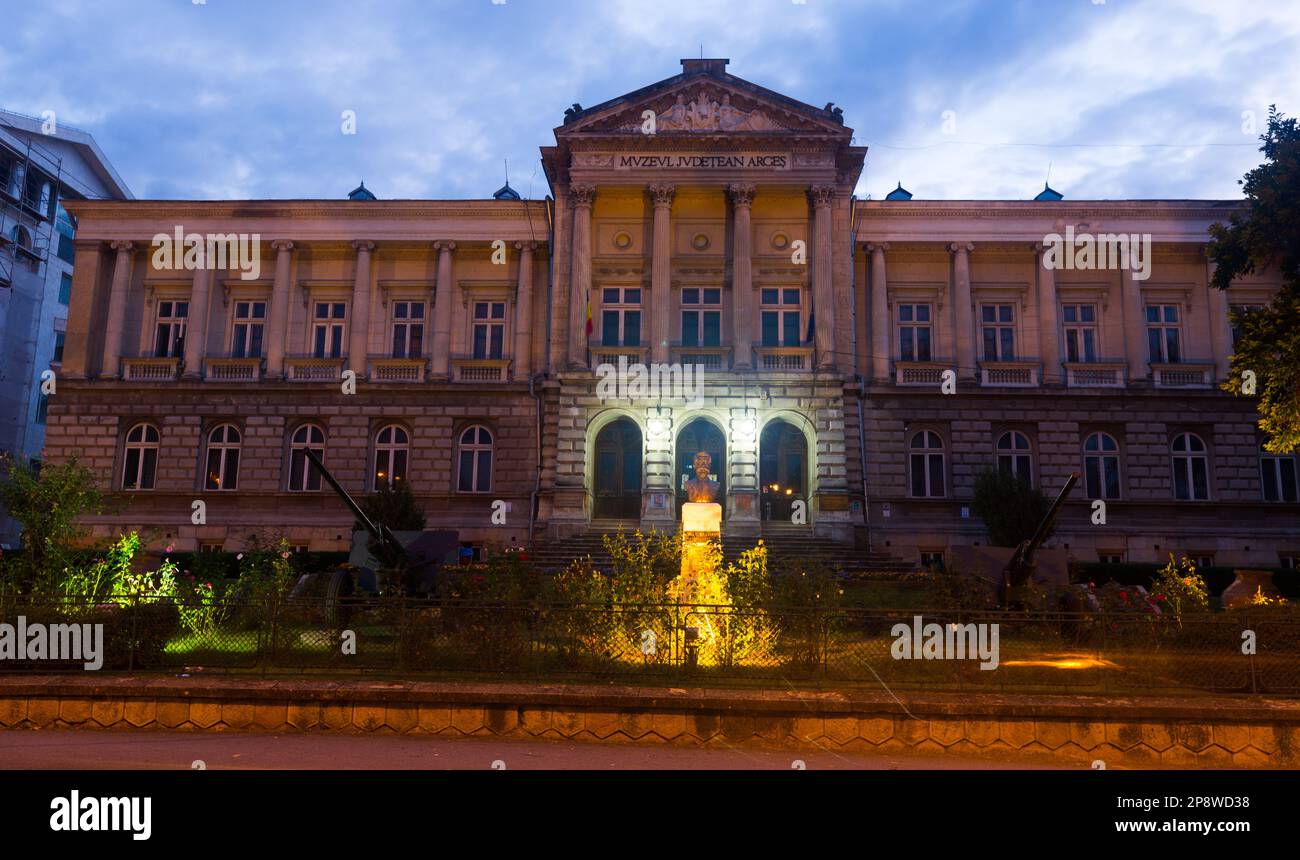 Arges County Museum in night illumination Stock Photo - Alamy