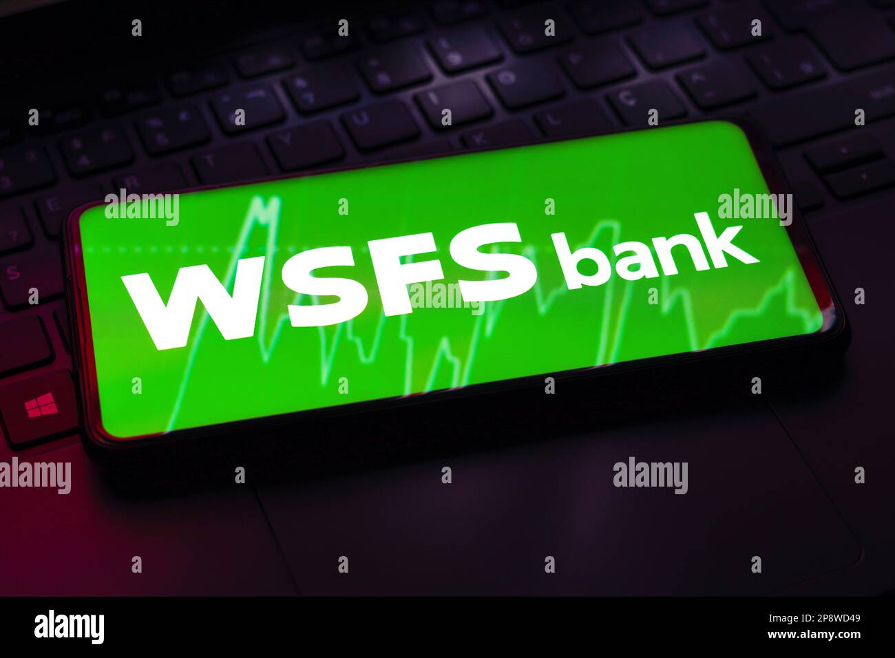 In this photo illustration, the WSFS Bank logo seen displayed on a ...