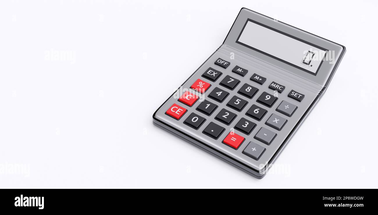 Calculator grey color isolated on white background, copy space ...