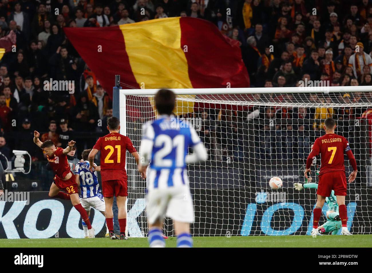 Rome, Italy. 09th Mar, 2023. Stephan El Shaarawy, left, of AS Roma ...