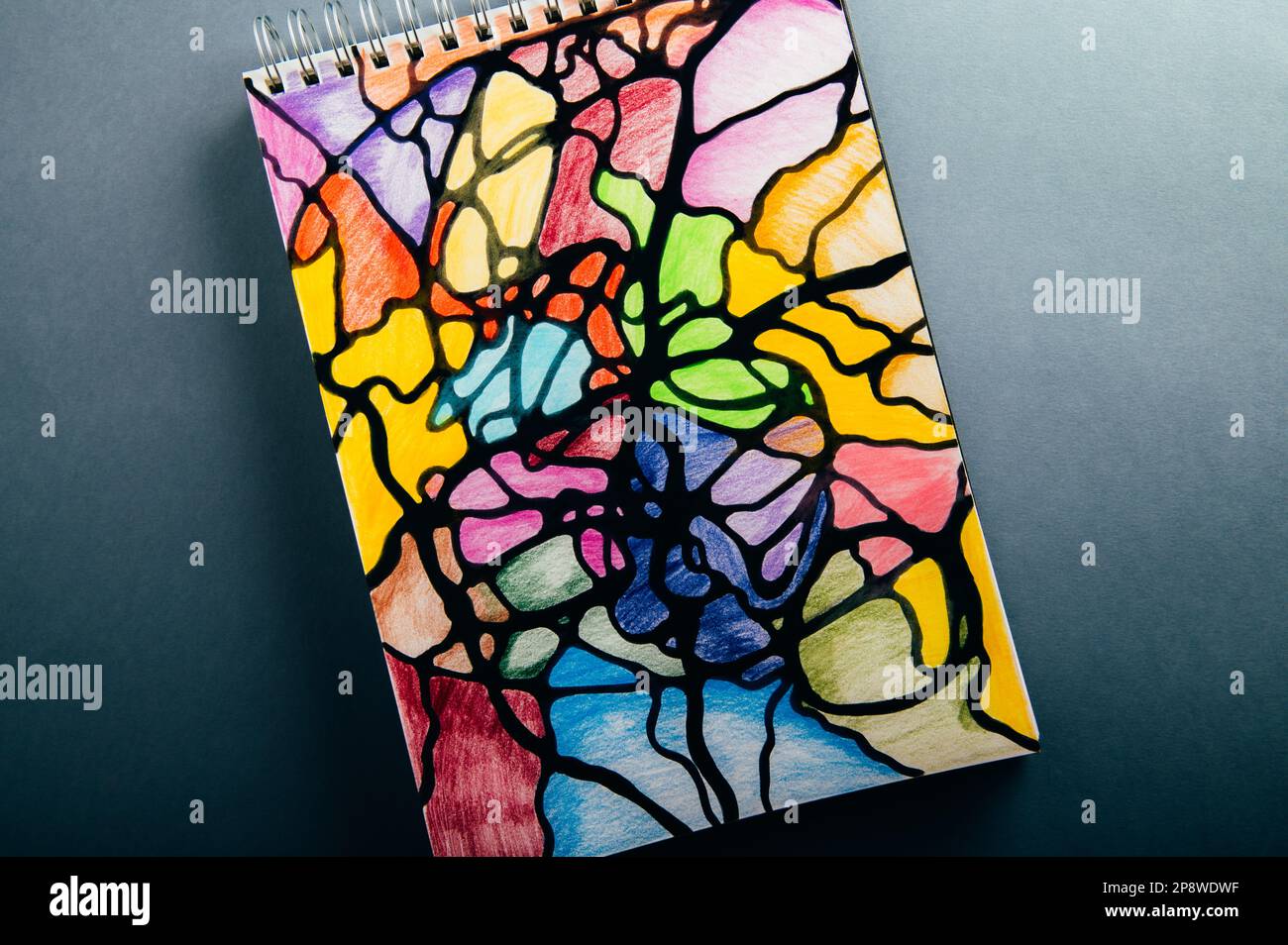 Colorful neurographic drawing on paper with color pencils and markers ...