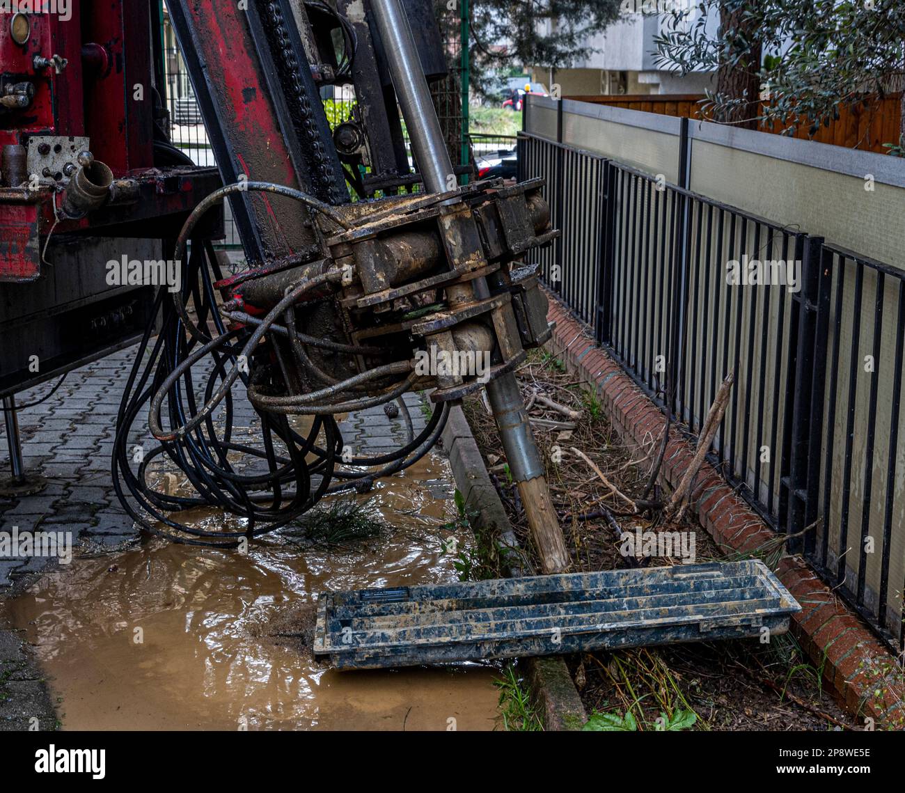 Self-propelled Mini drill rig drills soil for soil investigation. Test ...