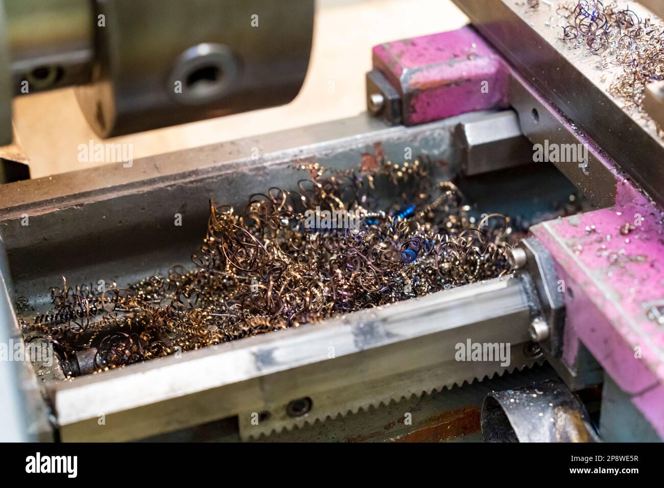 Scrap metal on a lathe Stock Photo - Alamy