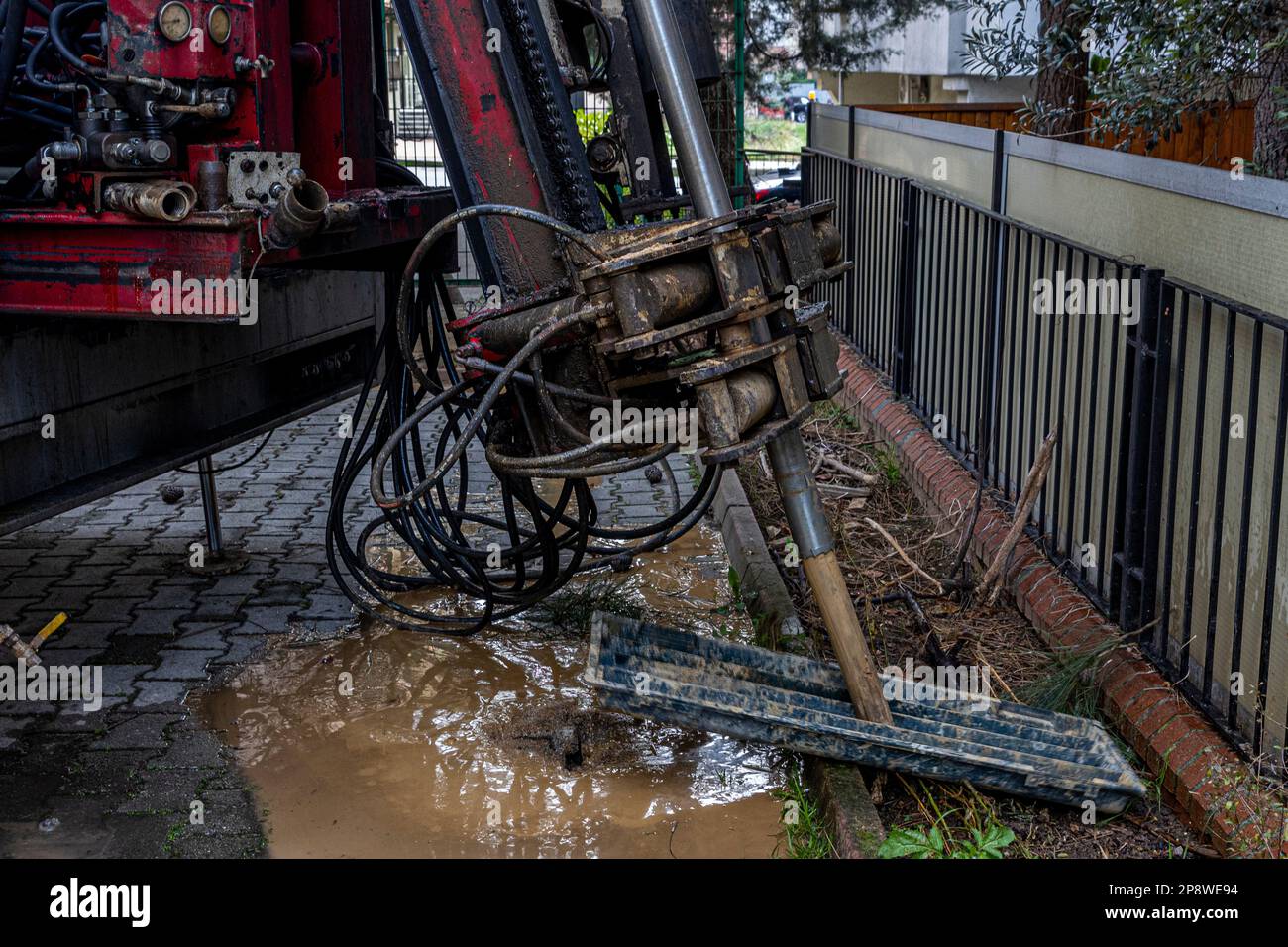 Self-propelled Mini drill rig drills soil for soil investigation. Test ...