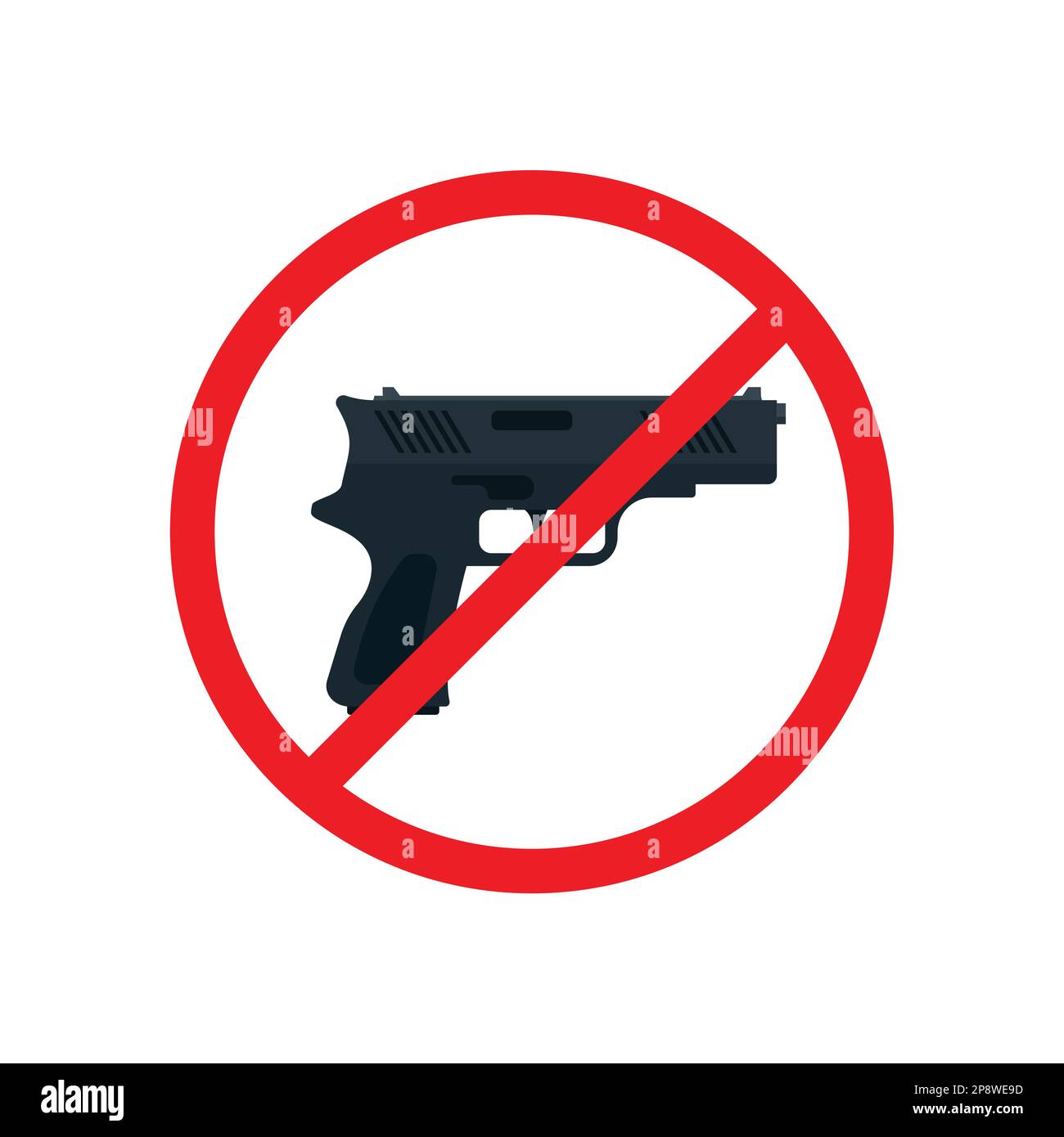No weapons sign. Black gun in a red crossed circle on a white ...