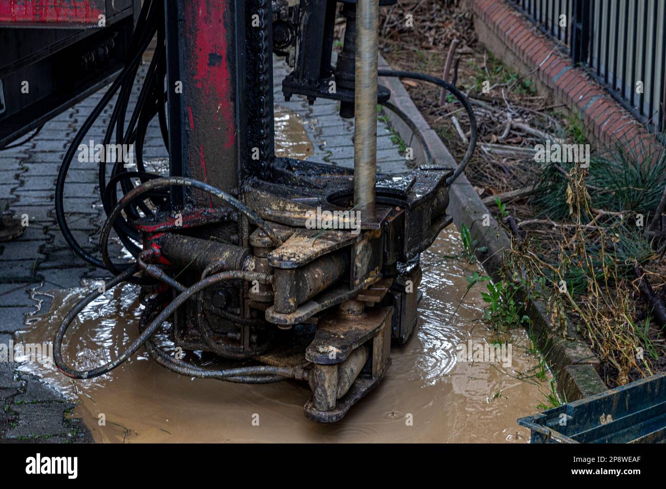 Self-propelled Mini drill rig drills soil for soil investigation. Test ...