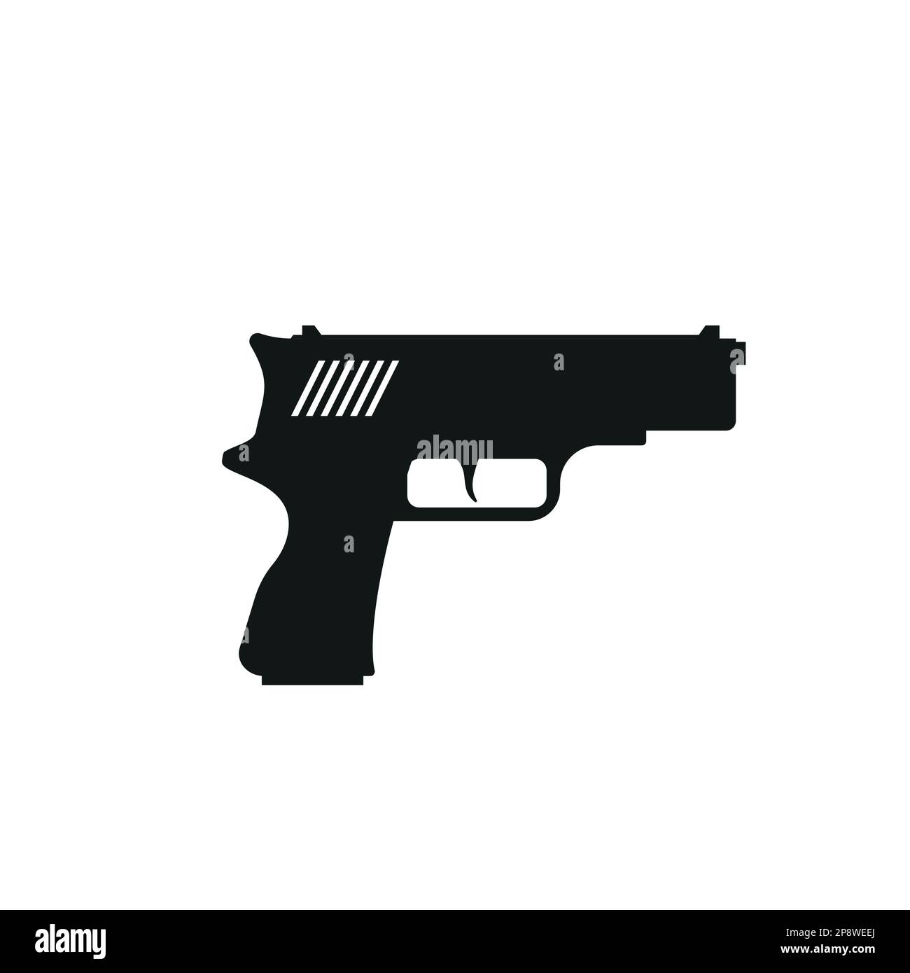 Pistol Gun Icon Vector silhouette Illustration isolated on white ...