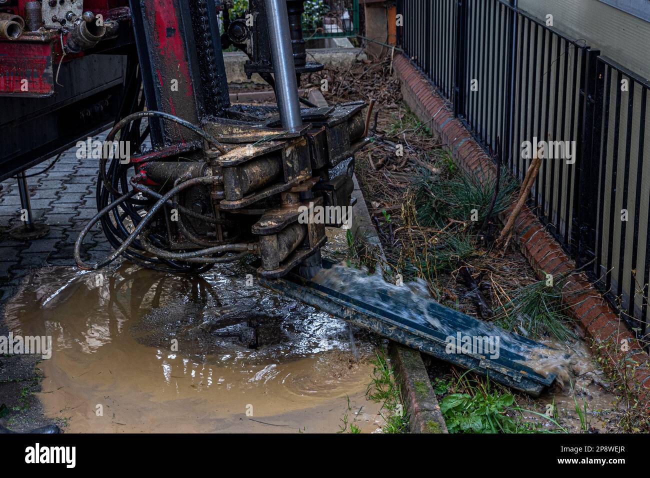 Self-propelled Mini drill rig drills soil for soil investigation. Test ...