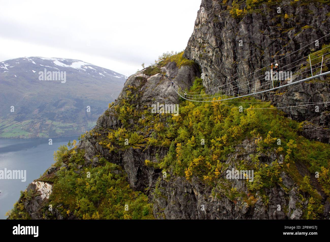 Beautiful side view on the top of via ferrata Loen Norway with ...