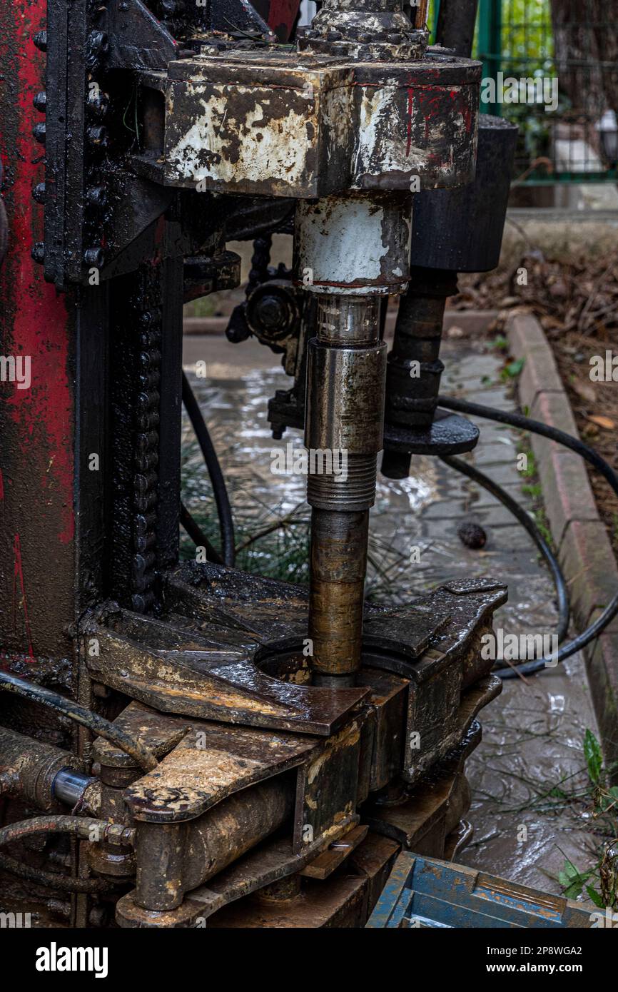 Self-propelled Mini drill rig drills soil for soil investigation. Test ...