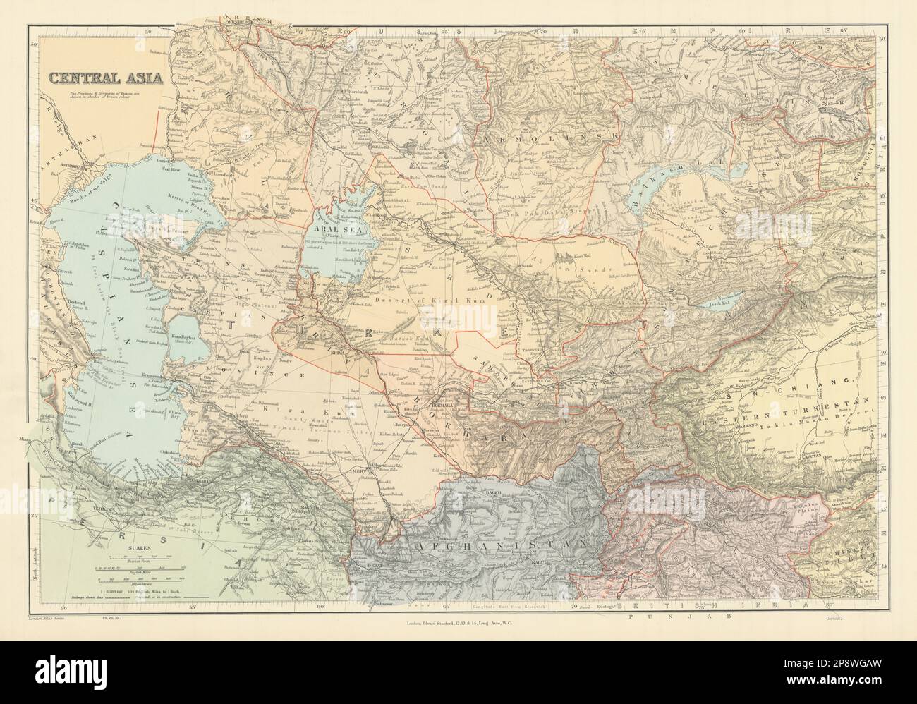 Central Asia. Trans-Caspian Aral Sea Khiva Bokhara Sirdaria STANFORD ...