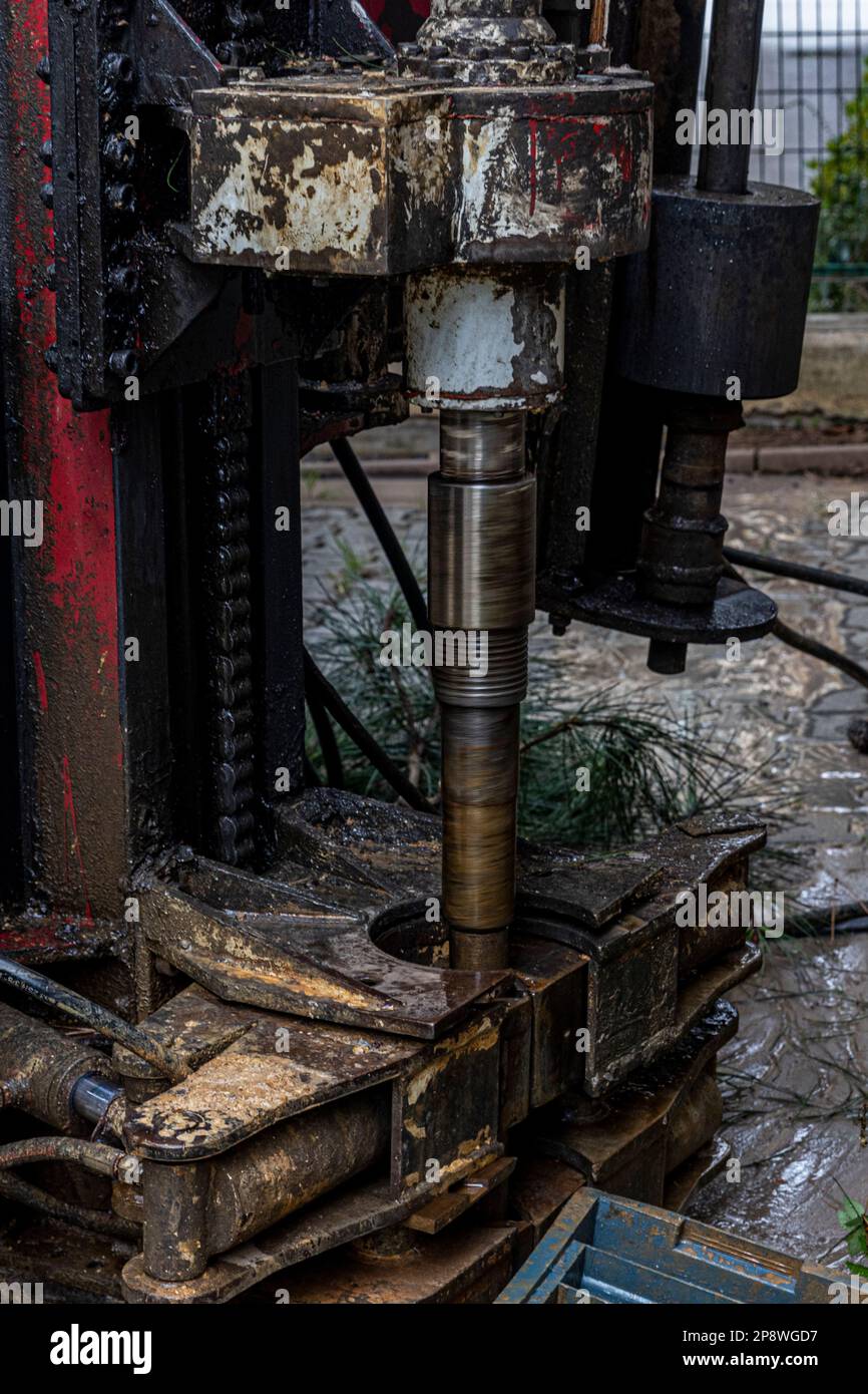 Self-propelled Mini drill rig drills soil for soil investigation. Test ...