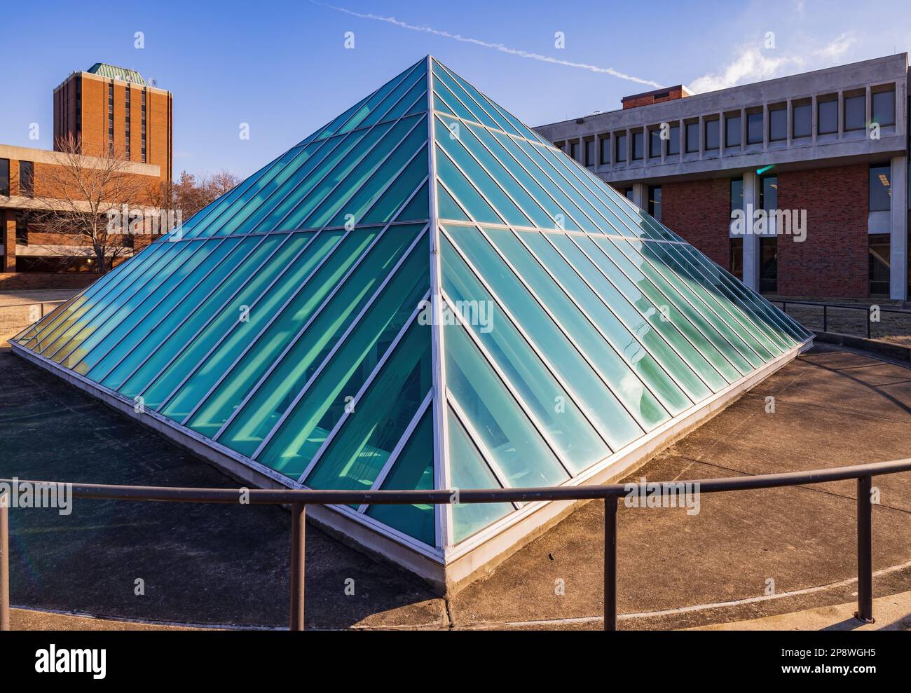 Sunny view of the glass Pyramid of University of Missouri St. Louis at ...
