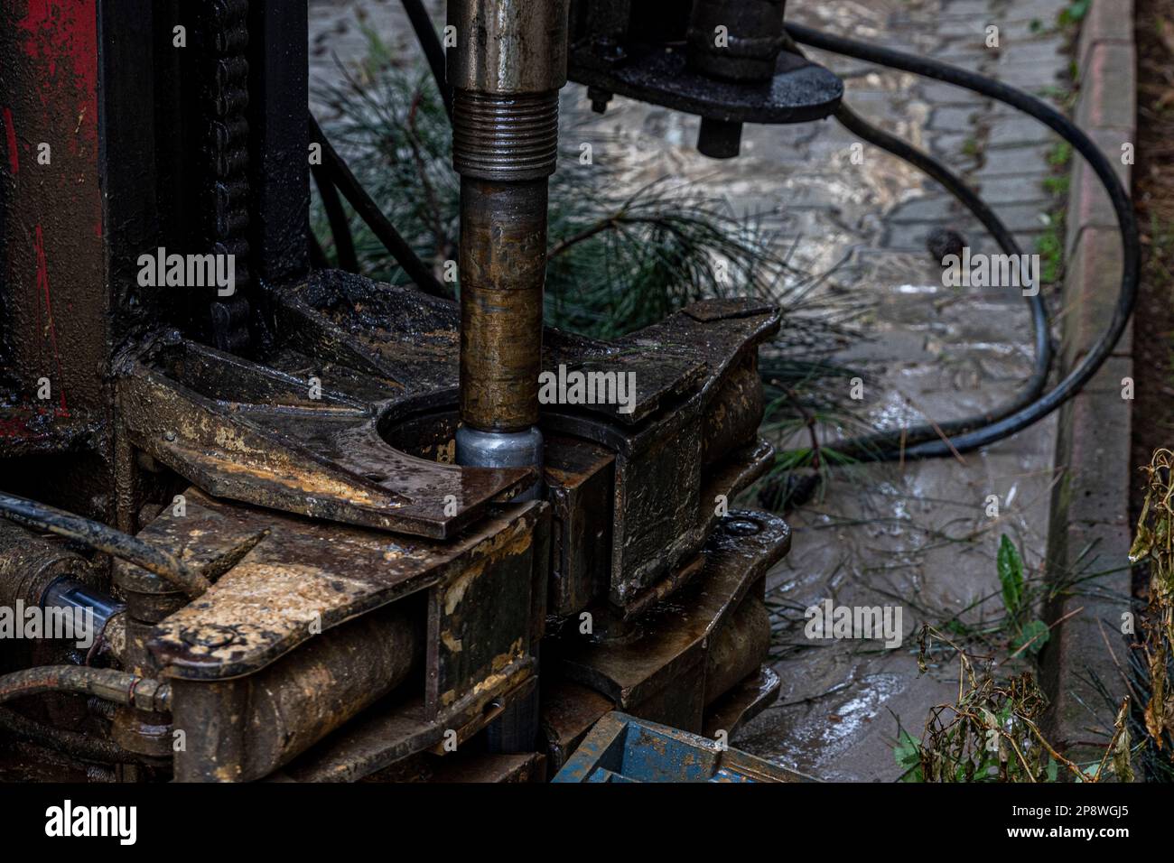 Self-propelled Mini drill rig drills soil for soil investigation. Test ...