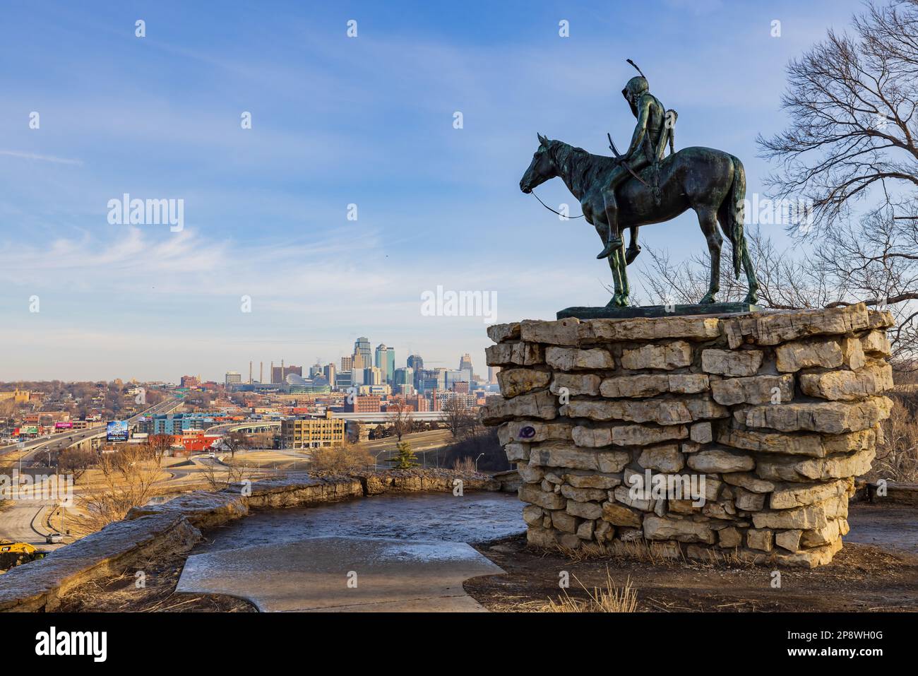 Sunny view of the Kansas City Cityscape from Penn Valley Park with The ...