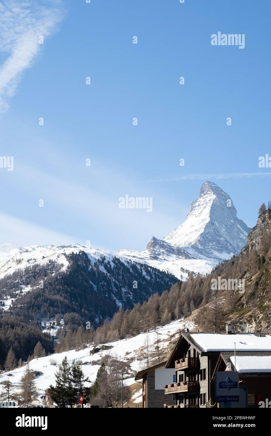 View of the Matterhorn from Zermatt, Switzerland Stock Photo - Alamy