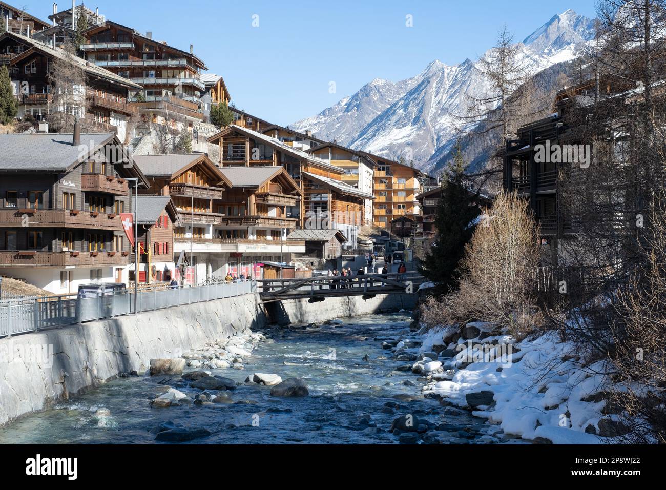 Matter Vispa river flowing through Zermatt, Switzerland Stock Photo - Alamy