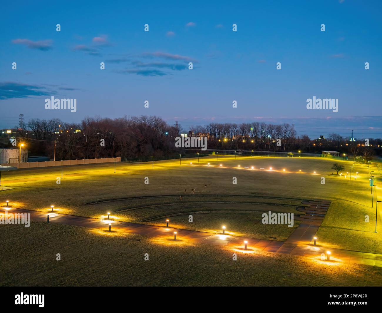 Night view of the Malcolm W. Martin Memorial Park at Illinois Stock ...