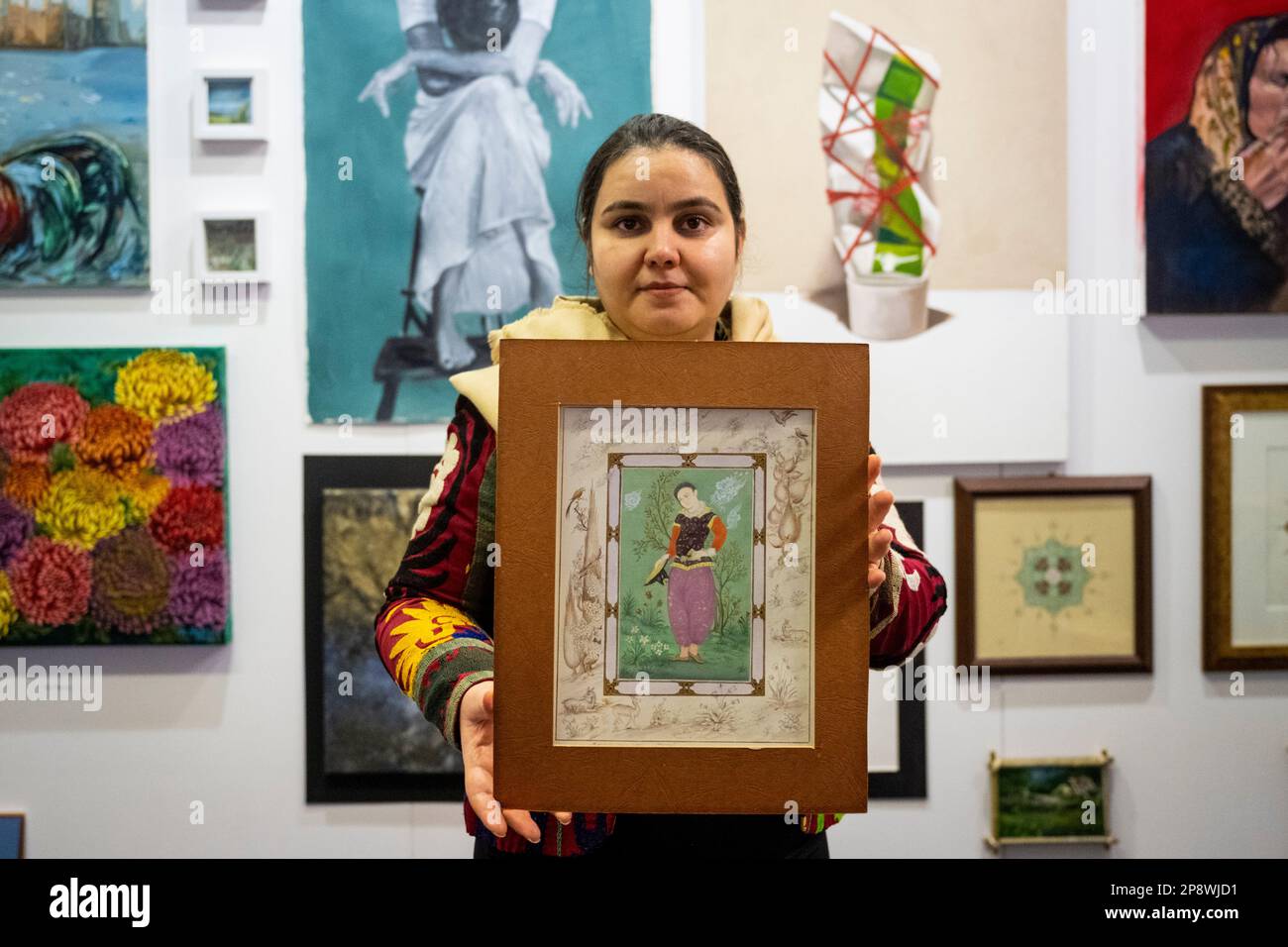 London, UK. 9 March 2023. Samira Kitman, a refugee artist from ...