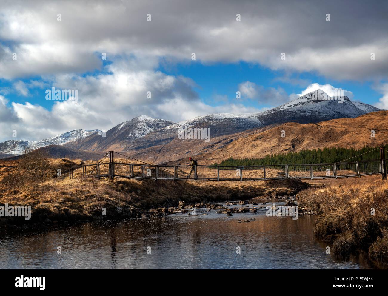 Hillwalker walking in the Scottish Highlands, The Glen Etive Munros ...