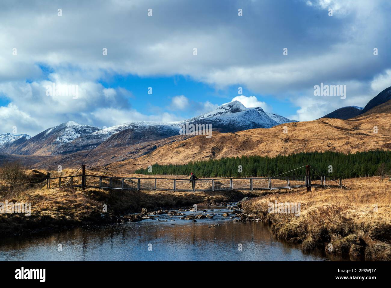 Hillwalker walking in the Scottish Highlands, The Glen Etive Munros ...