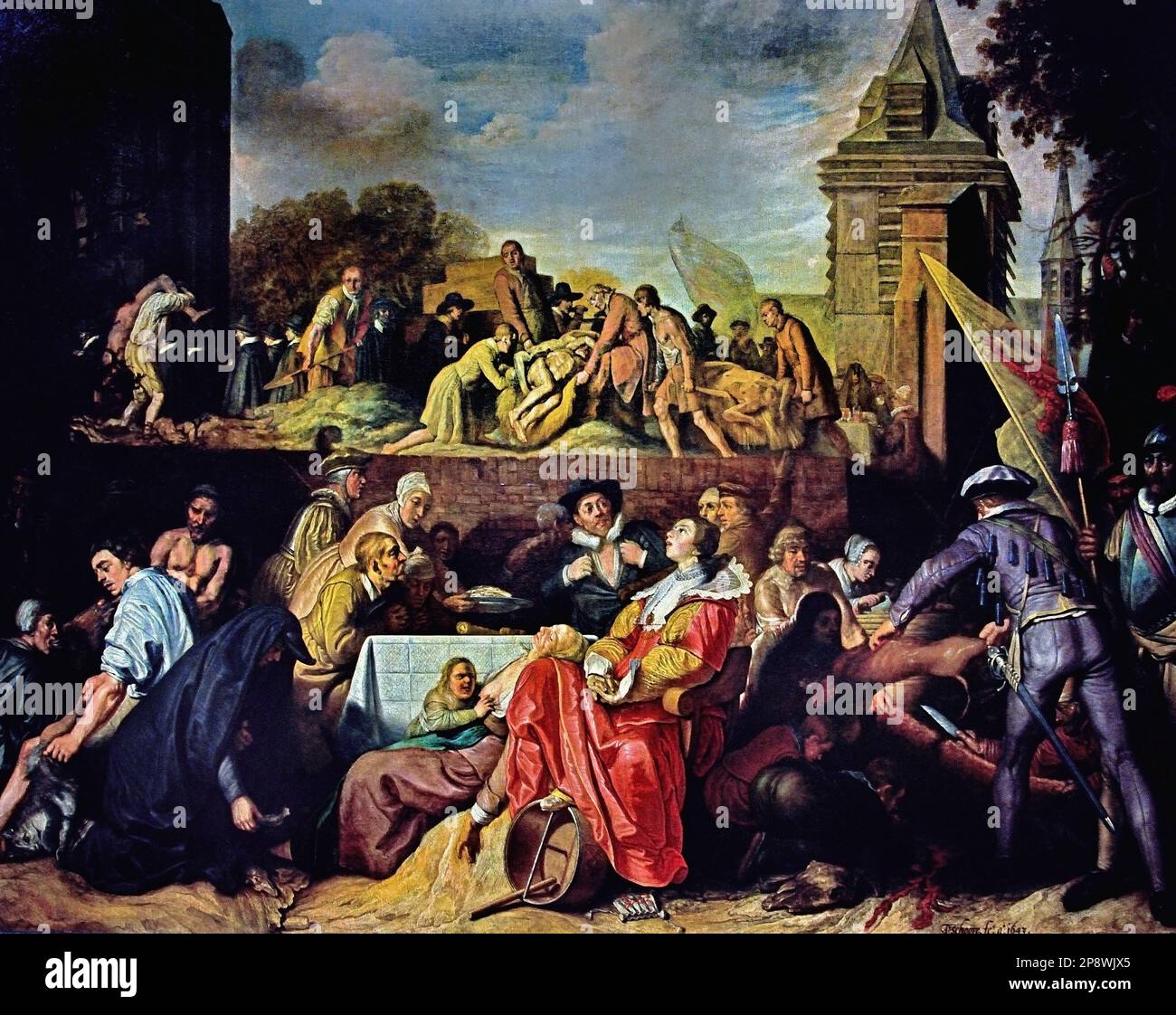 Depiction of the famine during the siege of Leiden 1574, 1643. Joris ...