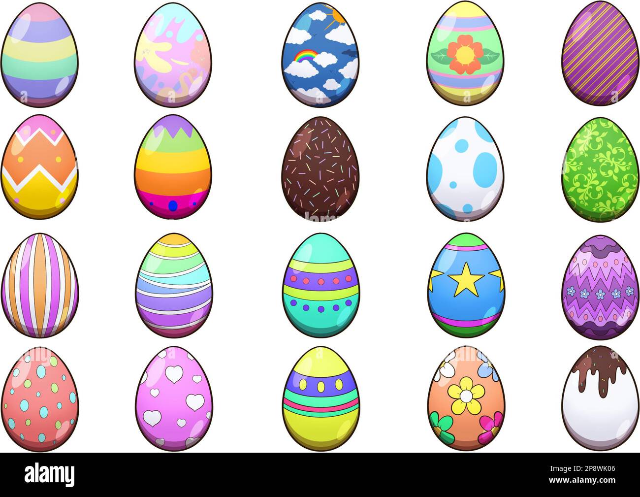 Cartoon Easter Eggs Set. Clip art illustration with simple gradients ...