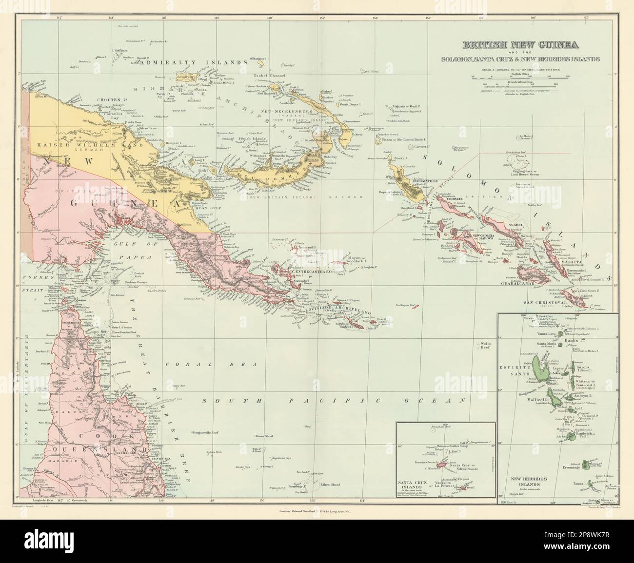British New Guinea. Solomon Islands New Hebrides Melanesia. STANFORD ...
