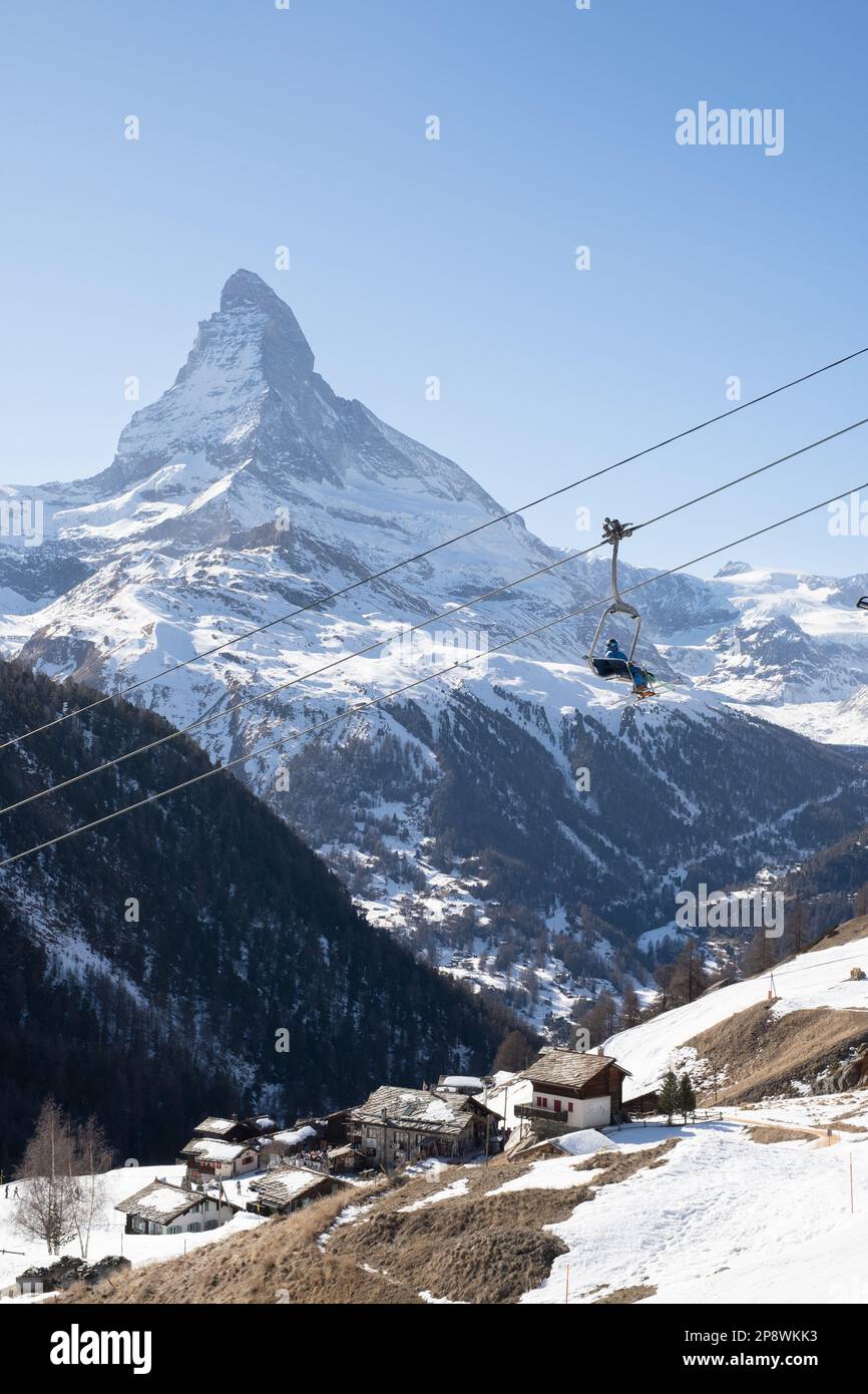 View of the Matterhorn from the hiking trail to Sunnegga from Zermatt ...