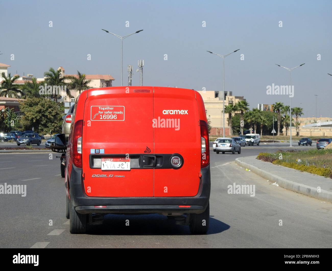 Cairo, Egypt, March 8 2023: Aramex vehicle for shipment and delivery ...