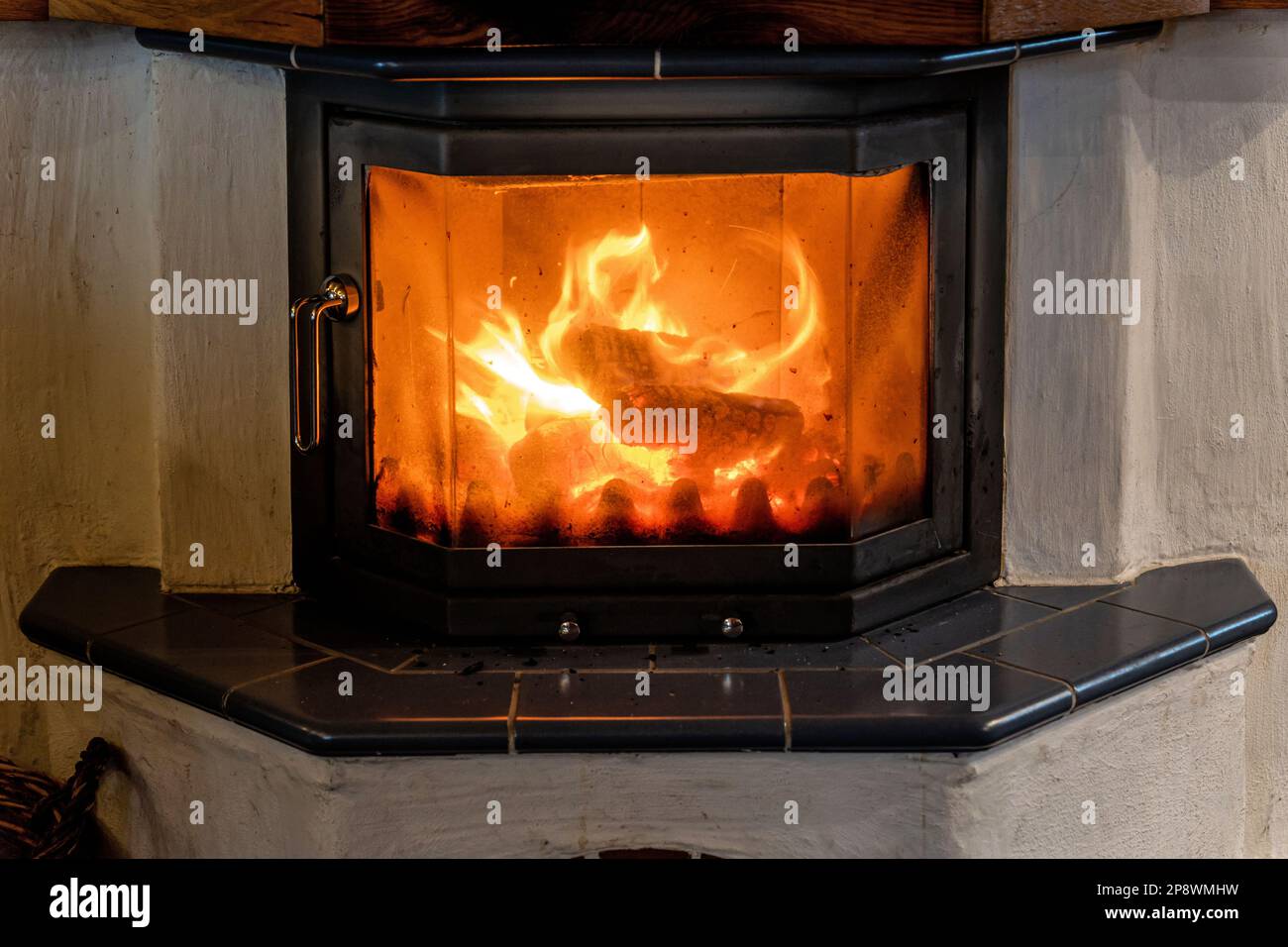 cozy fire in the fireplace Stock Photo - Alamy